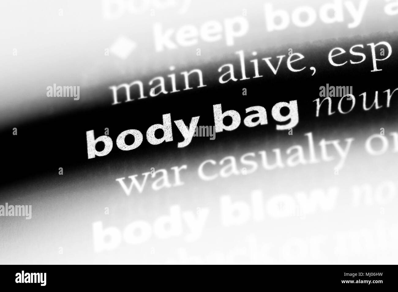 body bag word in a dictionary. body bag concept Stock Photo - Alamy
