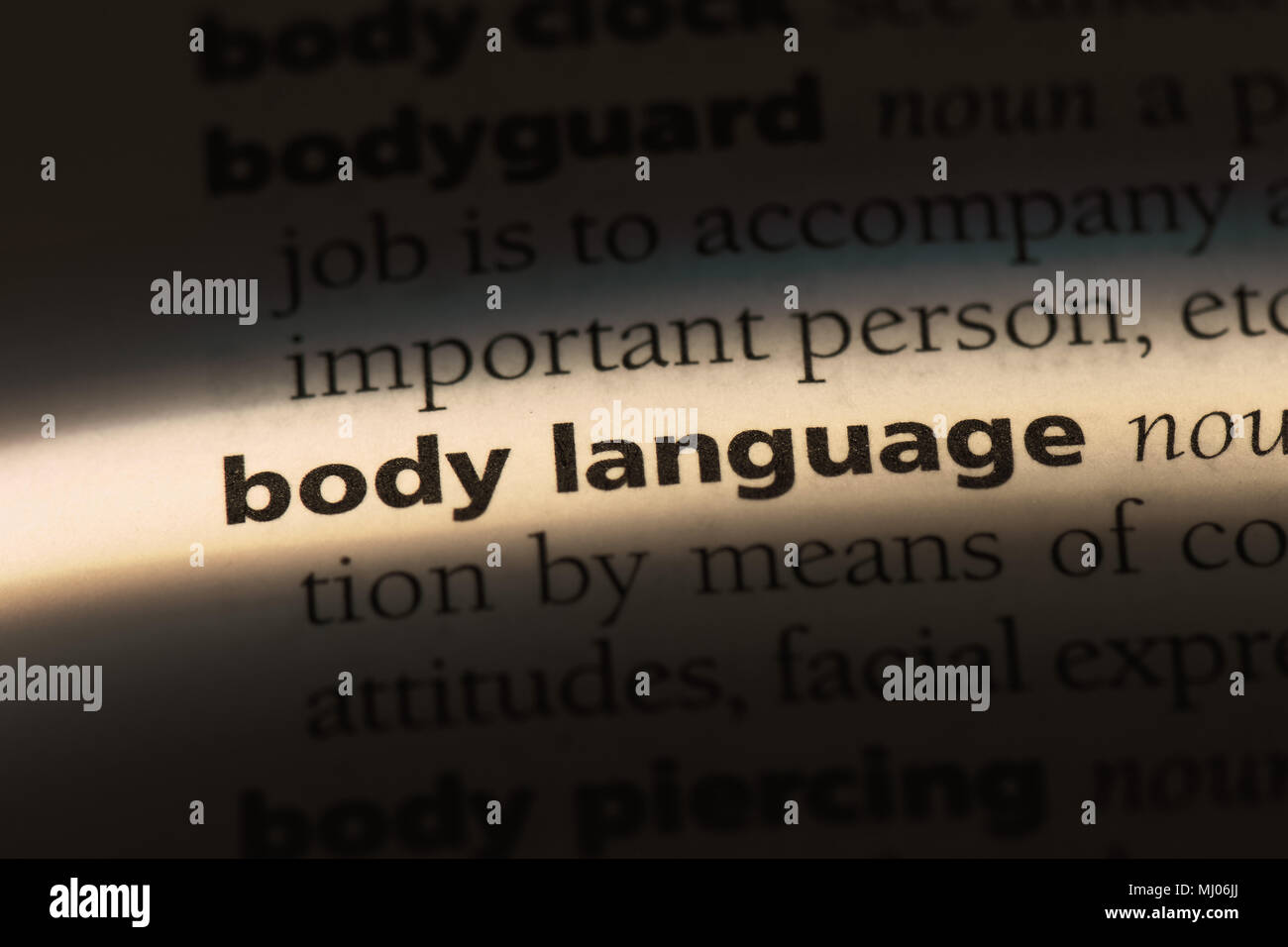 body language word in a dictionary. body language concept Stock Photo - Alamy