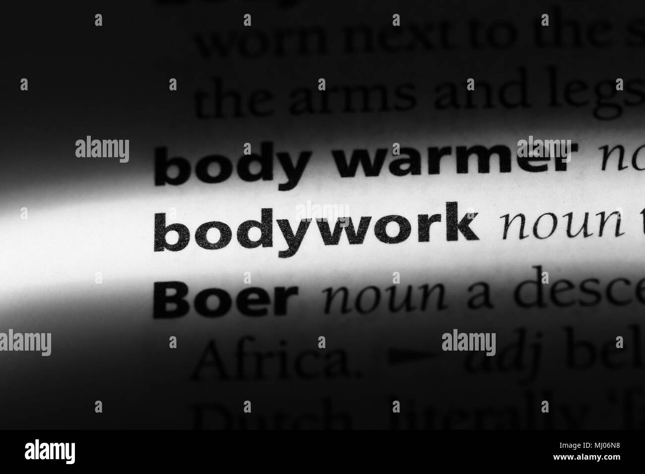 bodywork word in a dictionary. bodywork concept Stock Photo - Alamy