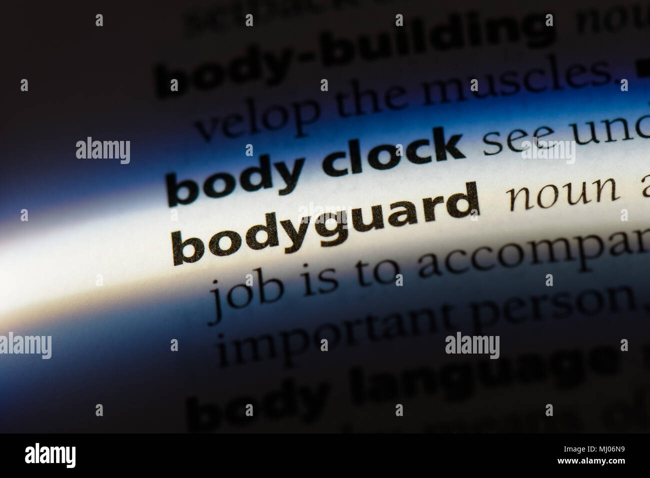 bodyguard word in a dictionary. bodyguard concept Stock Photo - Alamy