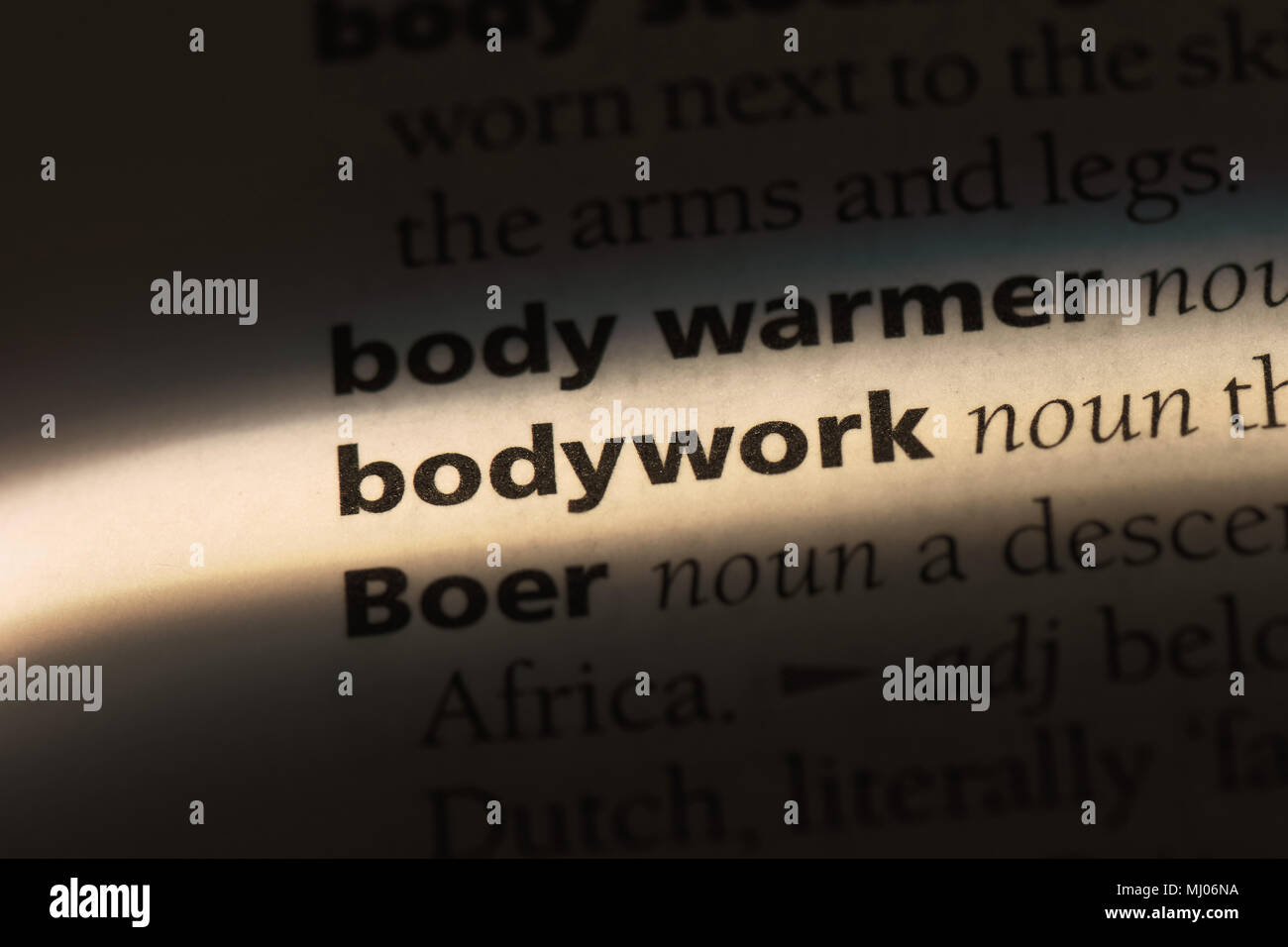 bodywork word in a dictionary. bodywork concept Stock Photo - Alamy