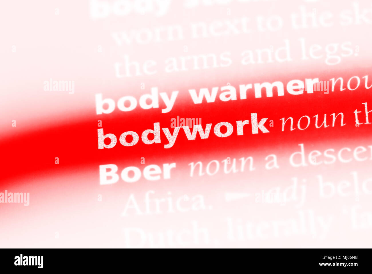 bodywork word in a dictionary. bodywork concept Stock Photo - Alamy
