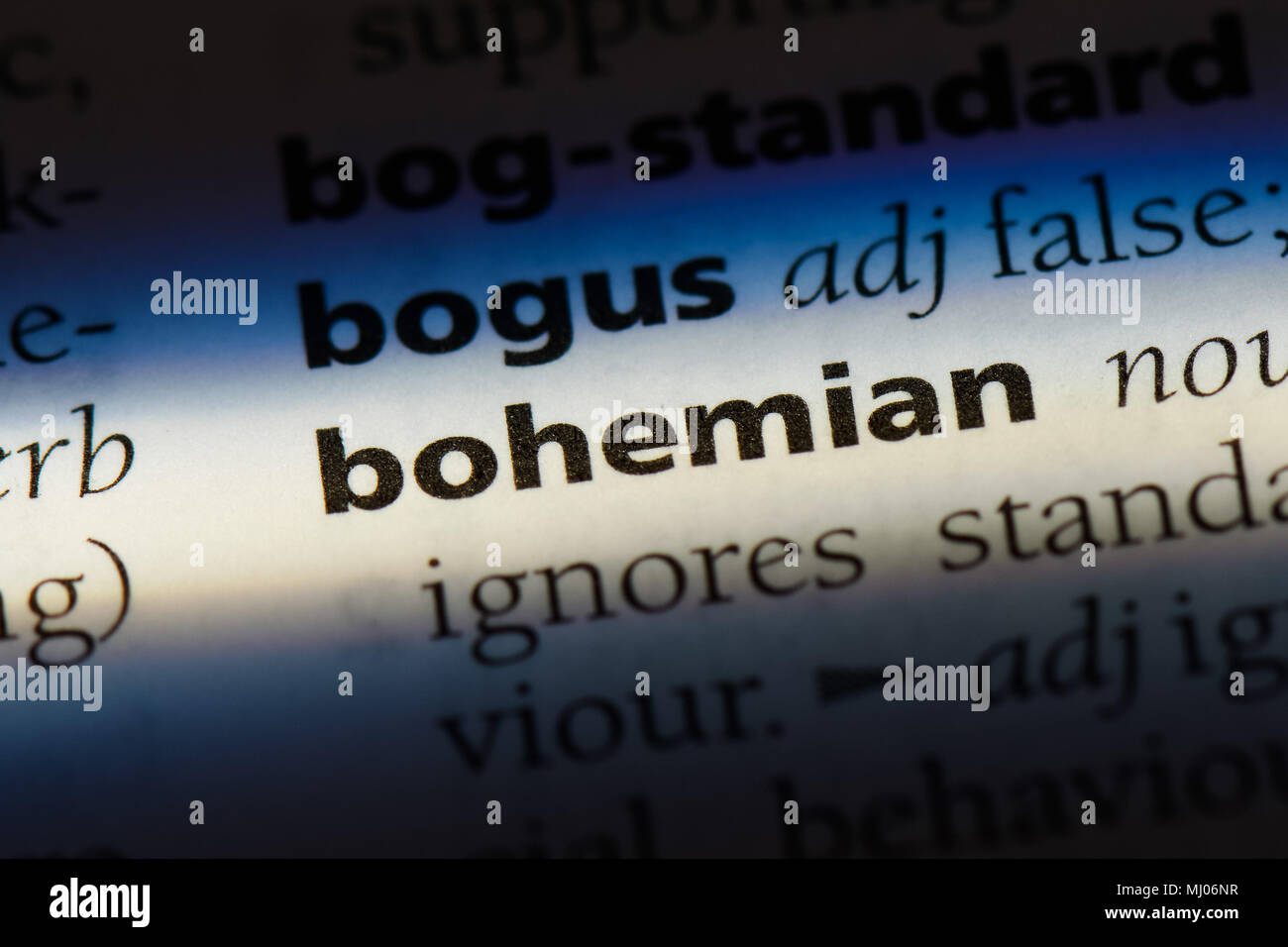 bohemian word in a dictionary. bohemian concept Stock Photo - Alamy