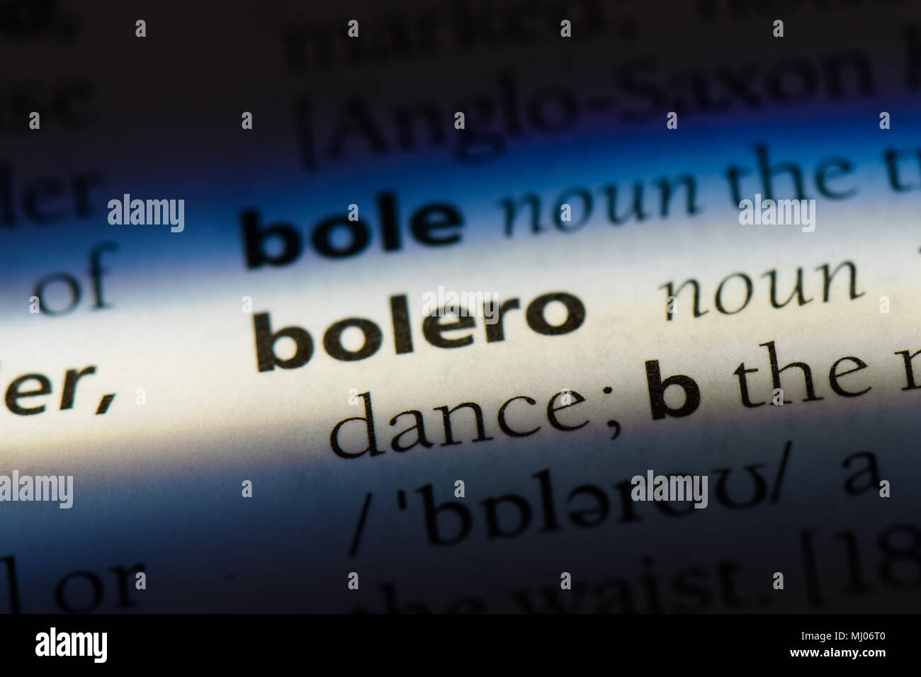 bolero word in a dictionary. bolero concept Stock Photo - Alamy