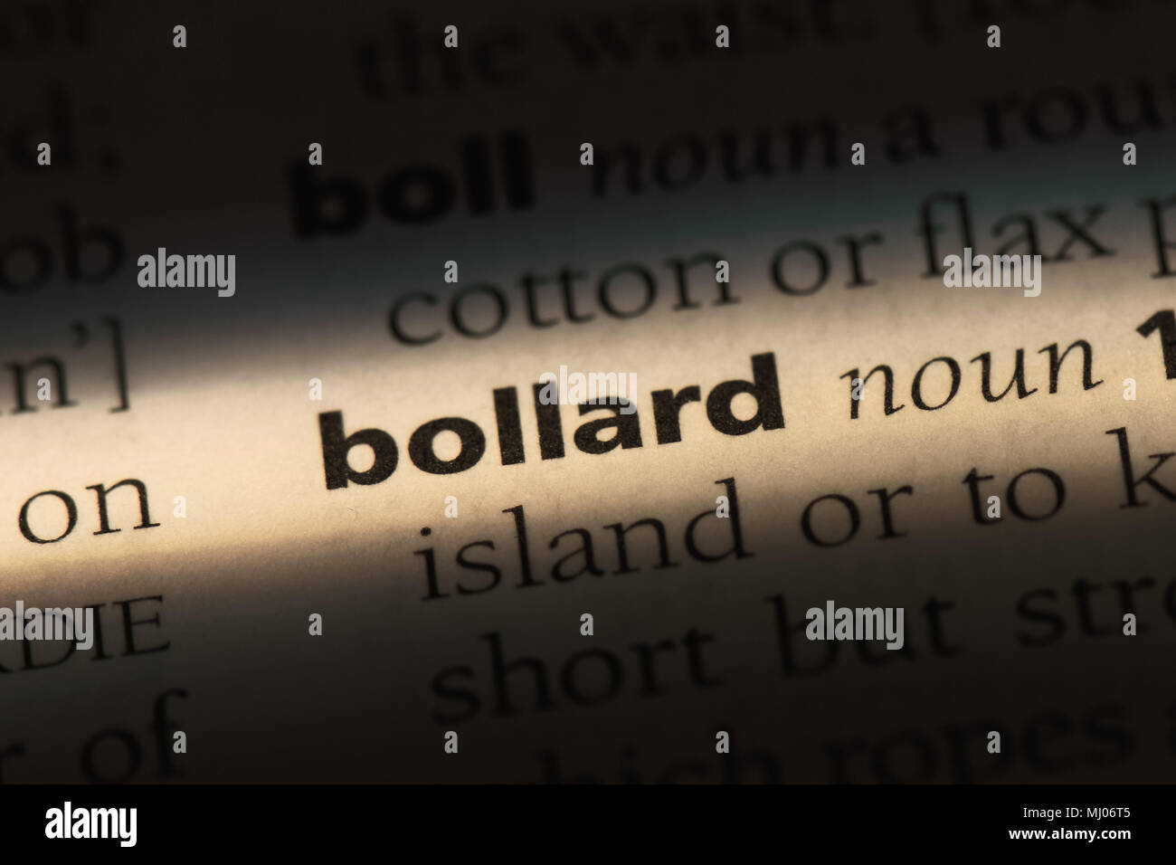 bollard word in a dictionary. bollard concept Stock Photo - Alamy