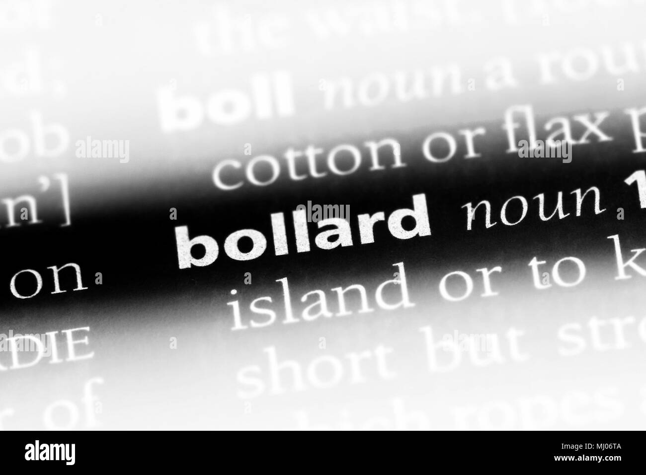 bollard word in a dictionary. bollard concept Stock Photo - Alamy