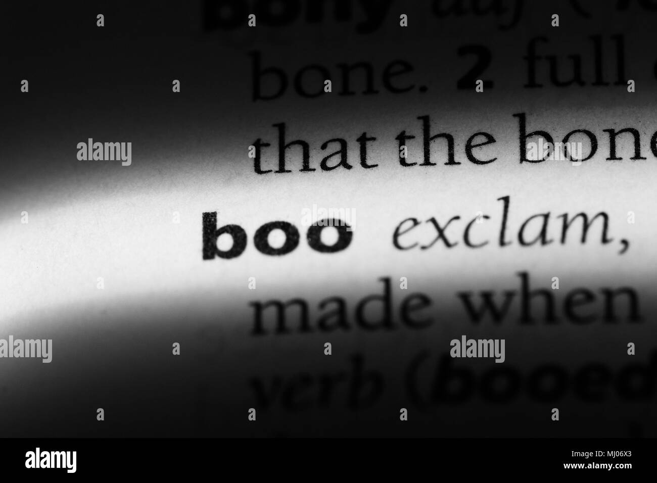boo word in a dictionary. boo concept Stock Photo - Alamy