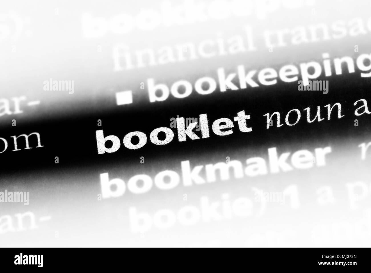 booklet word in a dictionary. booklet concept Stock Photo - Alamy