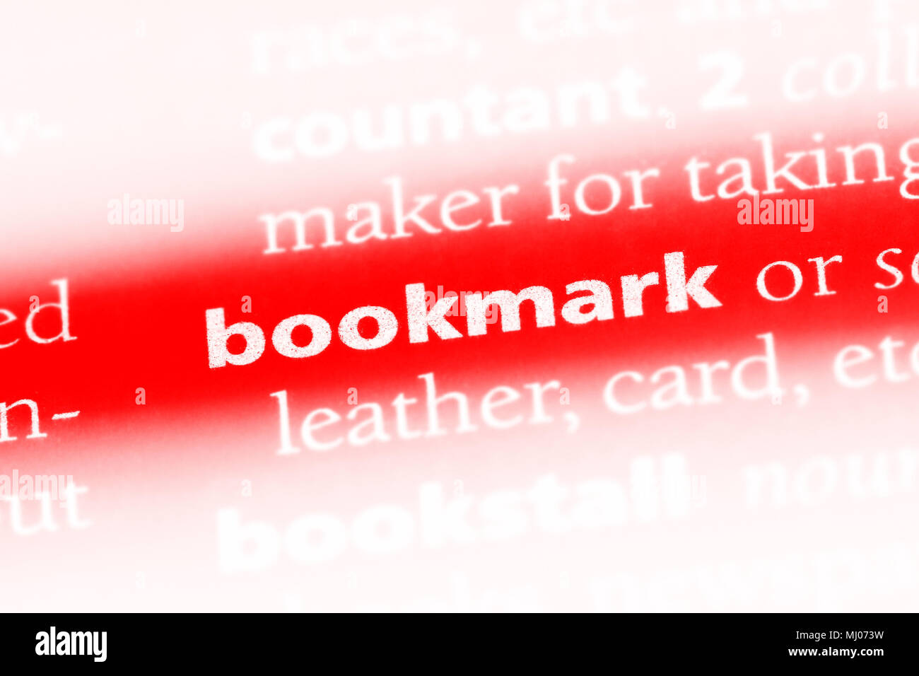 bookmark word in a dictionary. bookmark concept Stock Photo - Alamy
