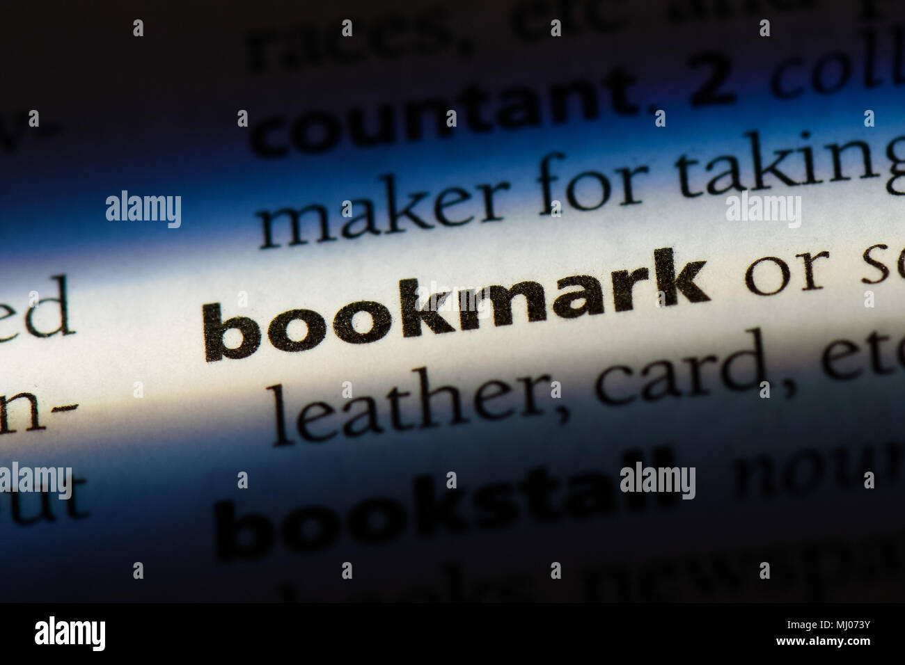 bookmark word in a dictionary. bookmark concept Stock Photo - Alamy