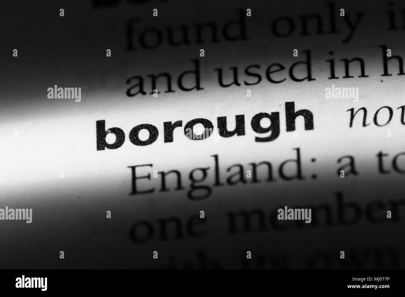 borough word in a dictionary. borough concept Stock Photo - Alamy