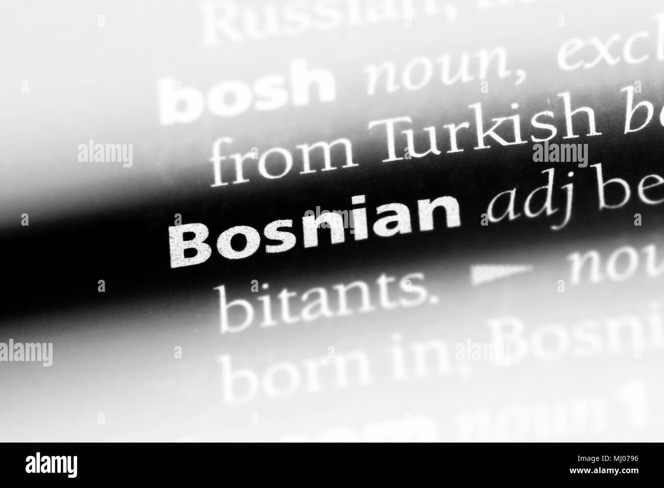 bosnian word in a dictionary. bosnian concept Stock Photo - Alamy