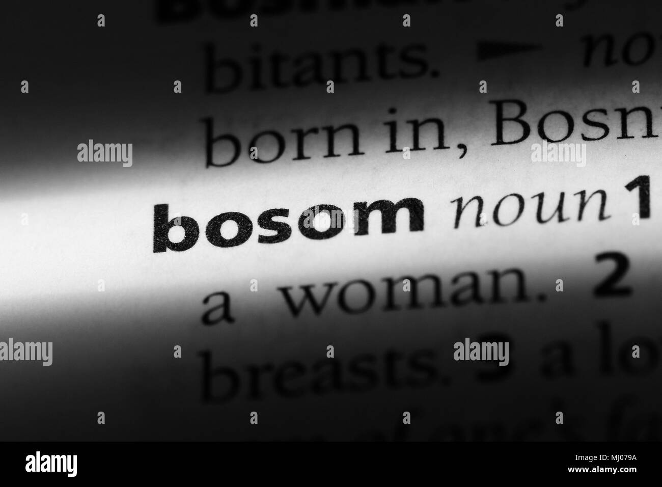 bosom word in a dictionary. bosom concept Stock Photo - Alamy
