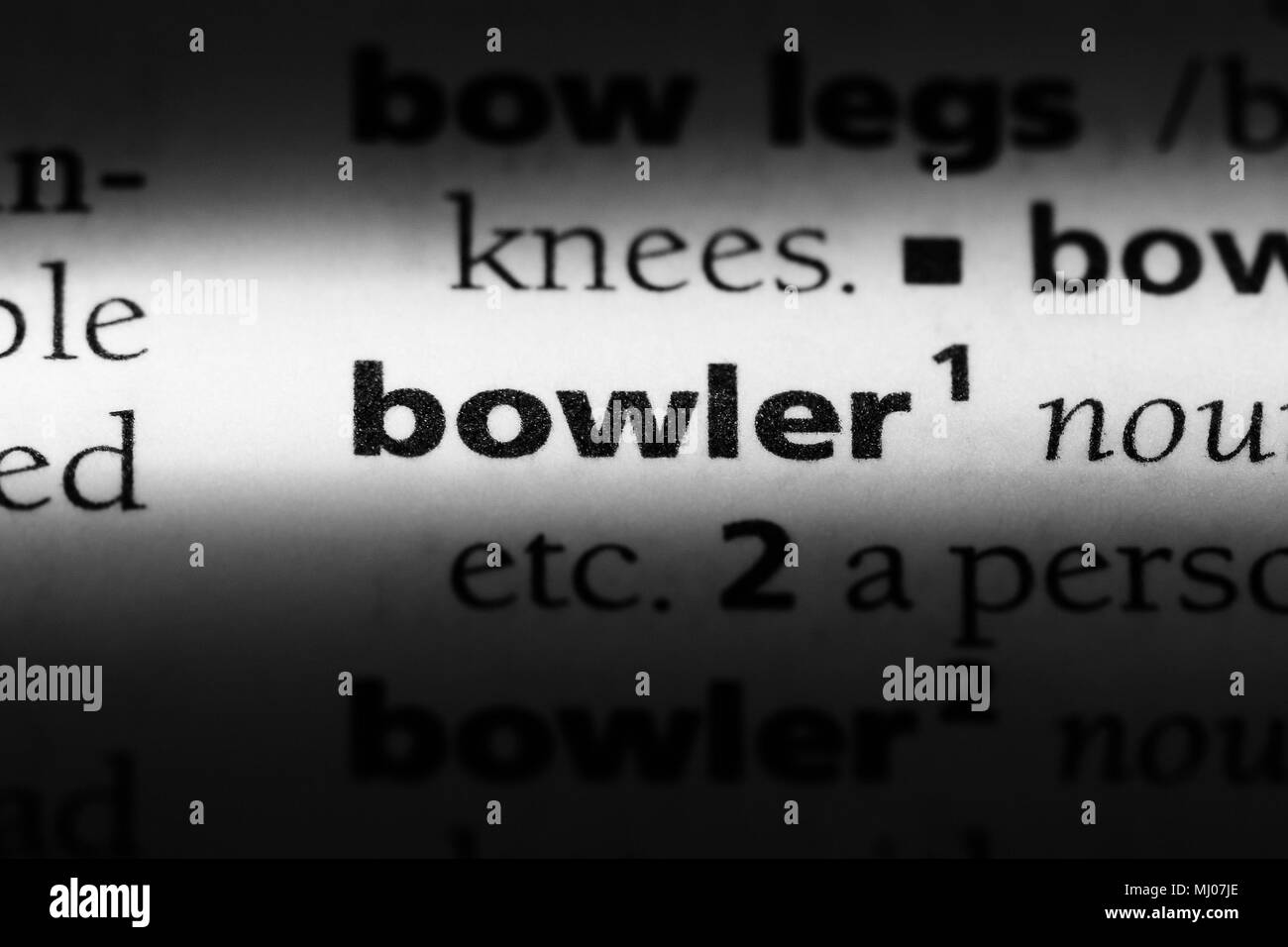 bowler word in a dictionary. bowler concept Stock Photo - Alamy