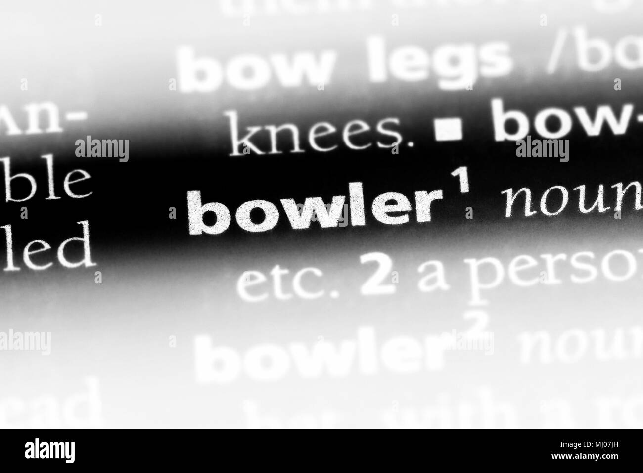 bowler word in a dictionary. bowler concept Stock Photo - Alamy