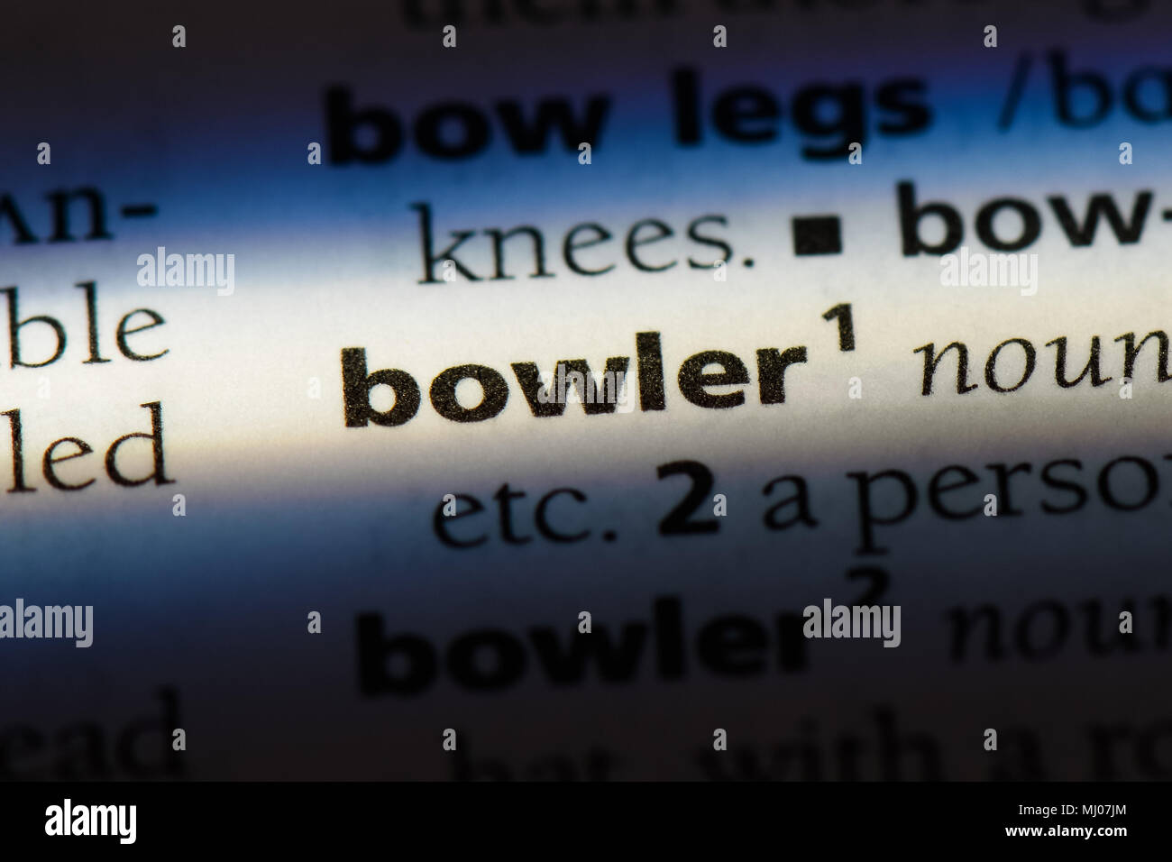 bowler word in a dictionary. bowler concept Stock Photo - Alamy