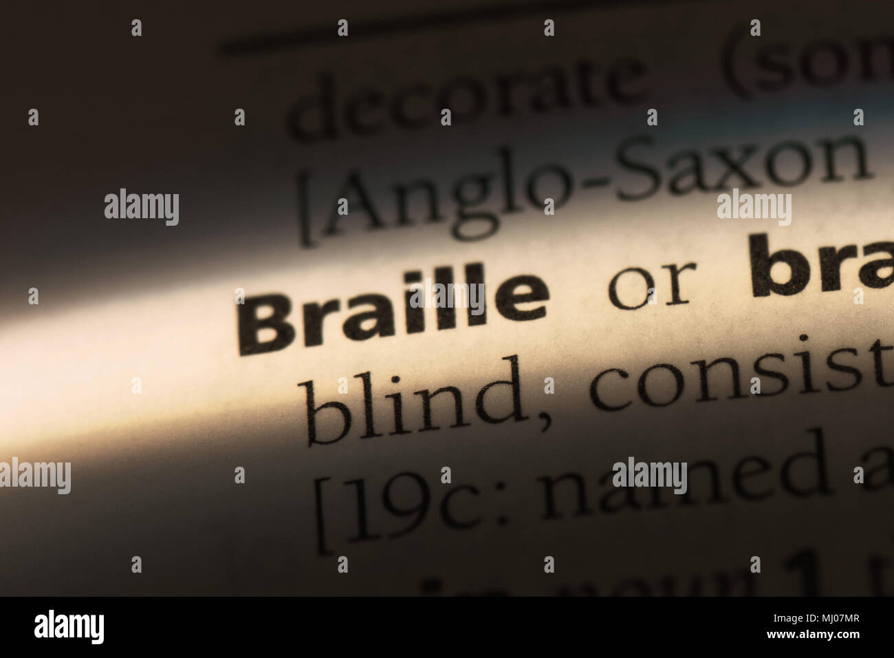 braille word in a dictionary. braille concept Stock Photo - Alamy
