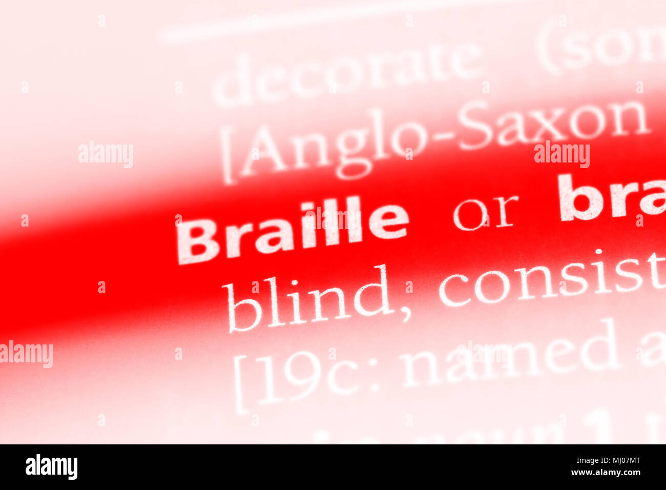 braille word in a dictionary. braille concept Stock Photo - Alamy