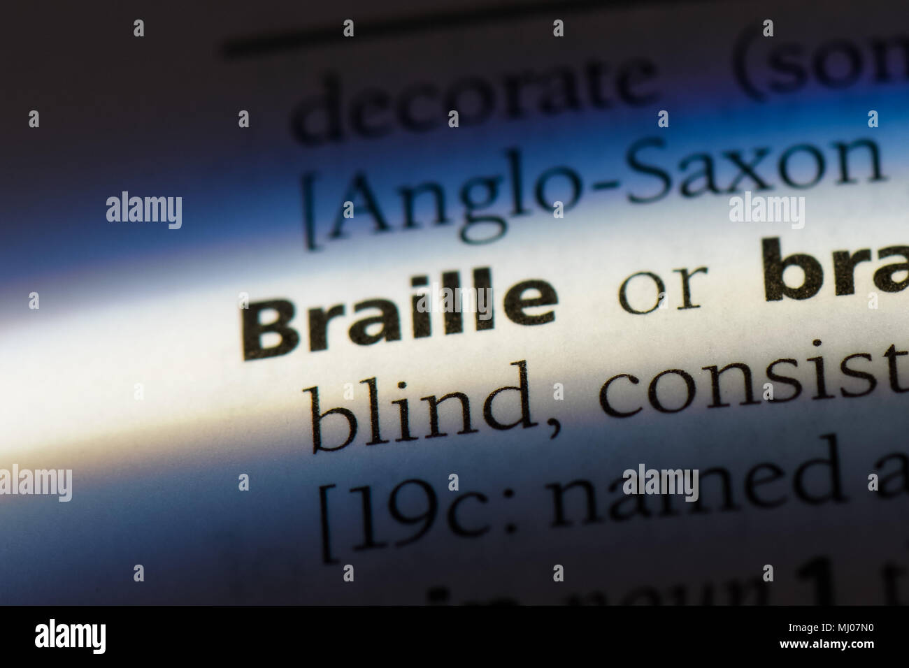 braille word in a dictionary. braille concept Stock Photo - Alamy