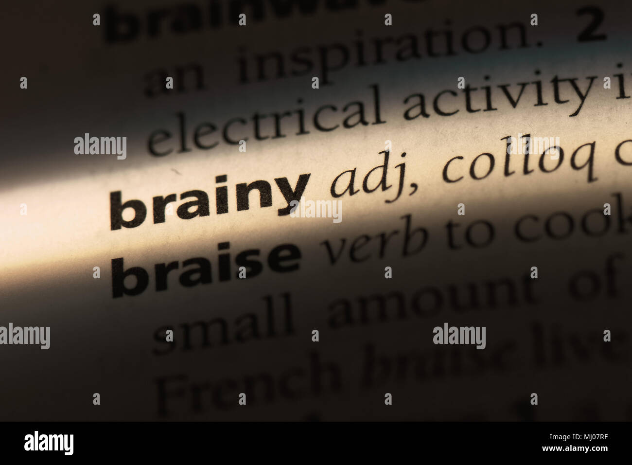 brainy word in a dictionary. brainy concept Stock Photo - Alamy