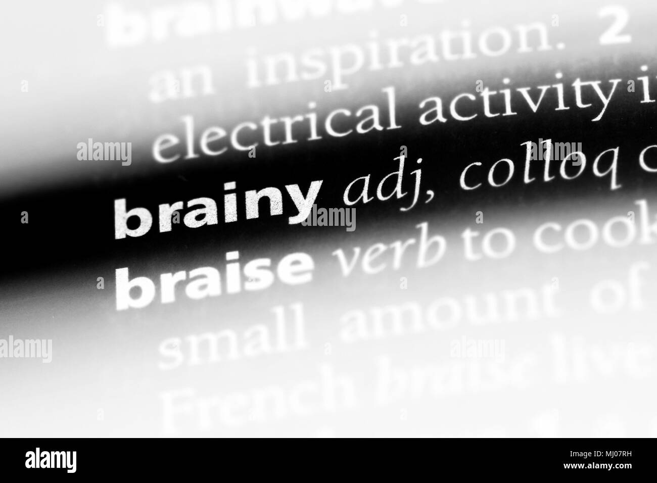 brainy word in a dictionary. brainy concept Stock Photo - Alamy