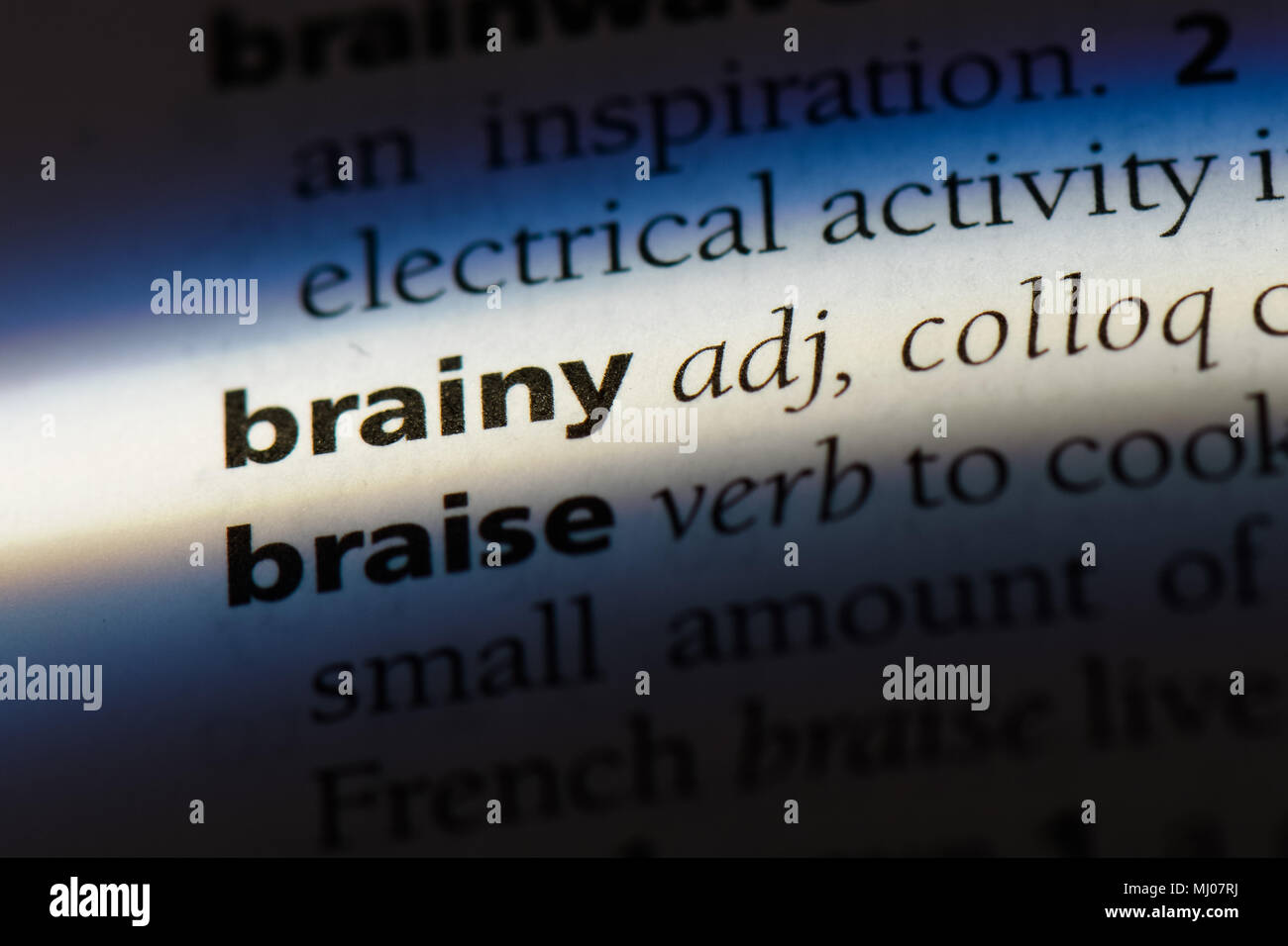 brainy word in a dictionary. brainy concept Stock Photo - Alamy