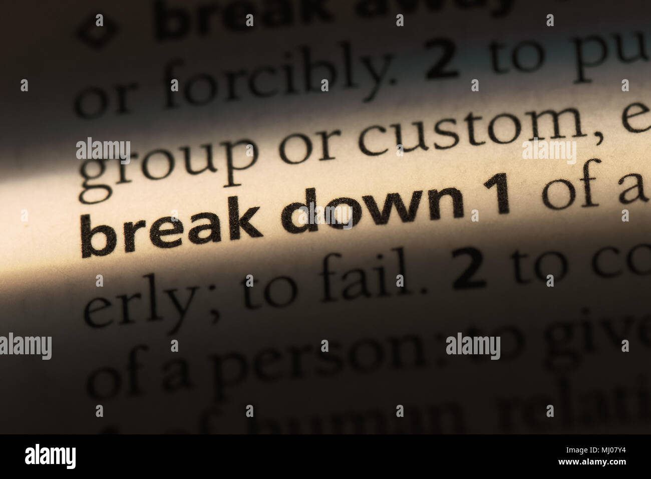 Break Down Word In A Dictionary Break Down Concept Stock Photo Alamy
