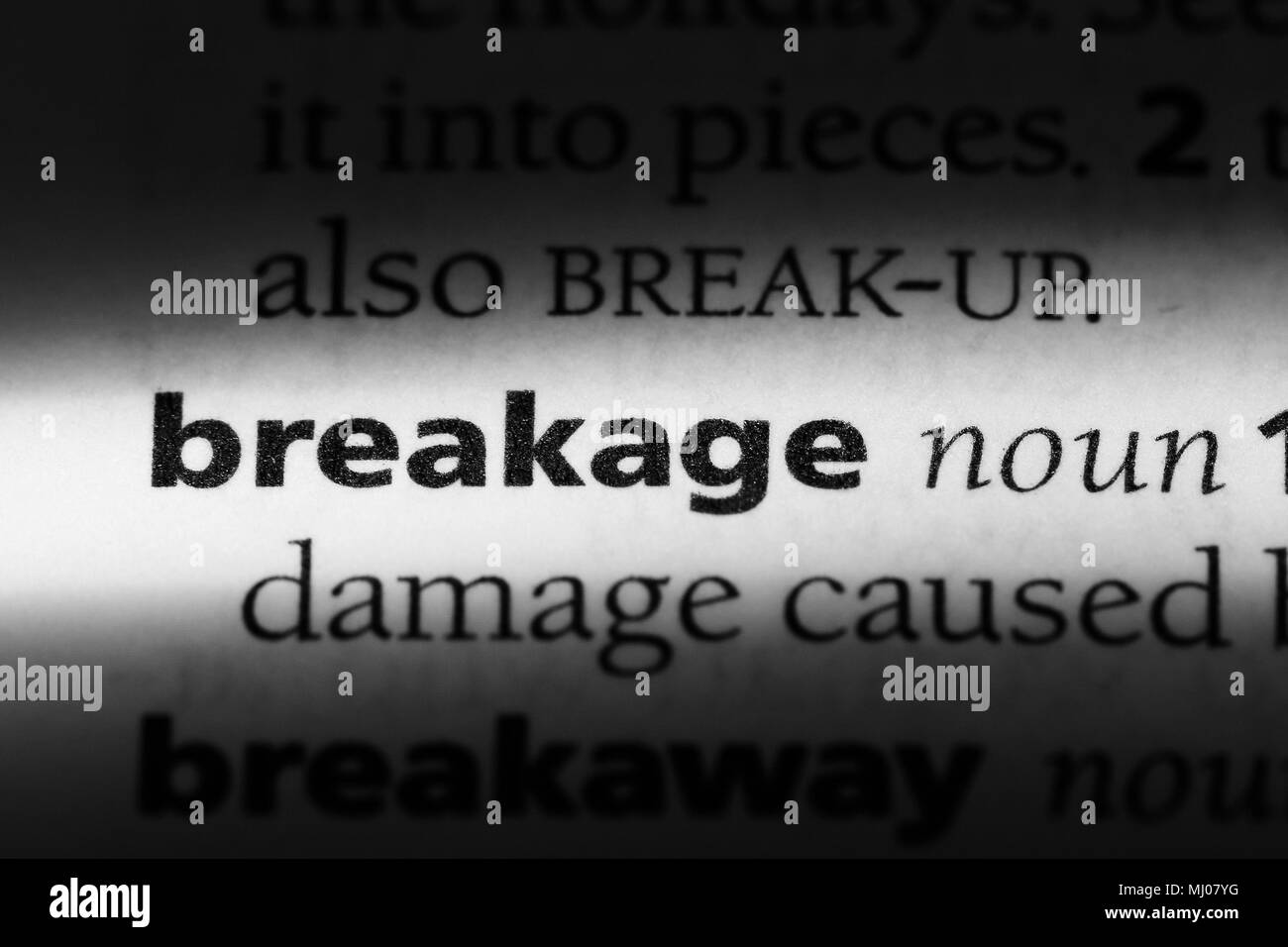 breakage word in a dictionary. breakage concept Stock Photo - Alamy
