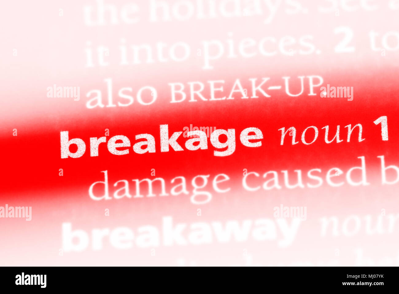 breakage word in a dictionary. breakage concept Stock Photo - Alamy