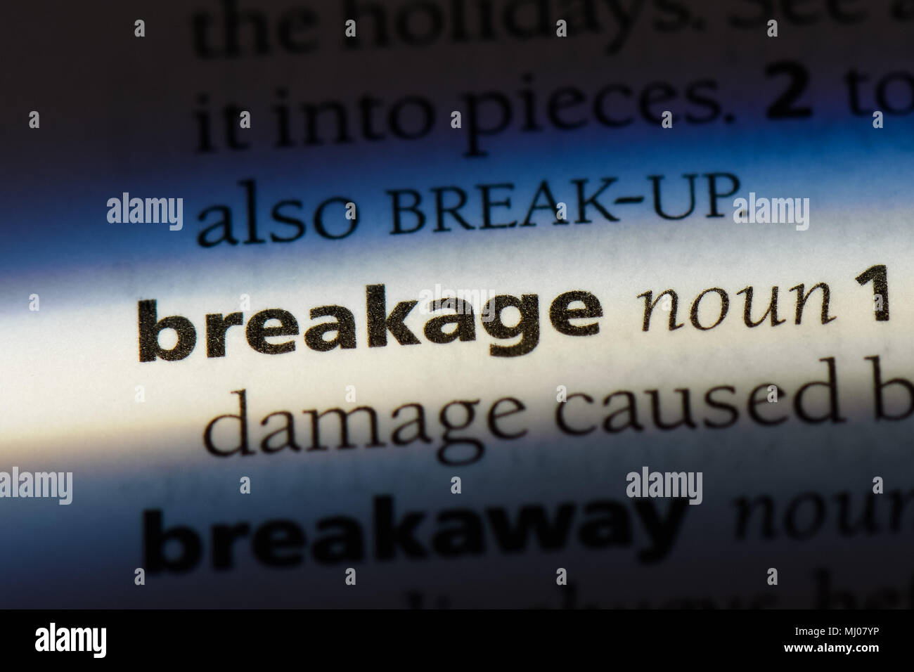 breakage word in a dictionary. breakage concept Stock Photo - Alamy
