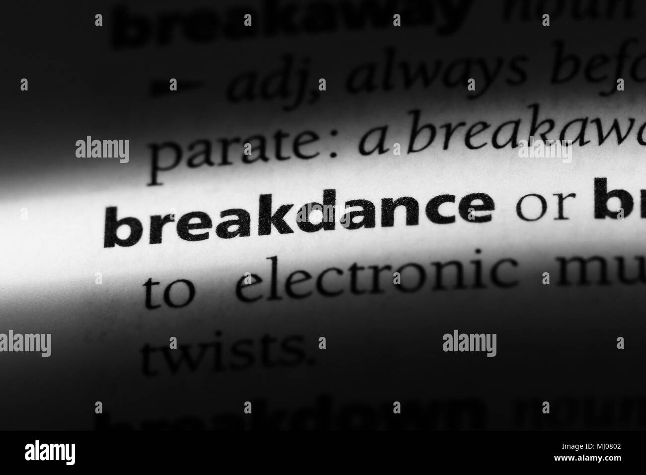 breakdance word in a dictionary. breakdance concept Stock Photo - Alamy