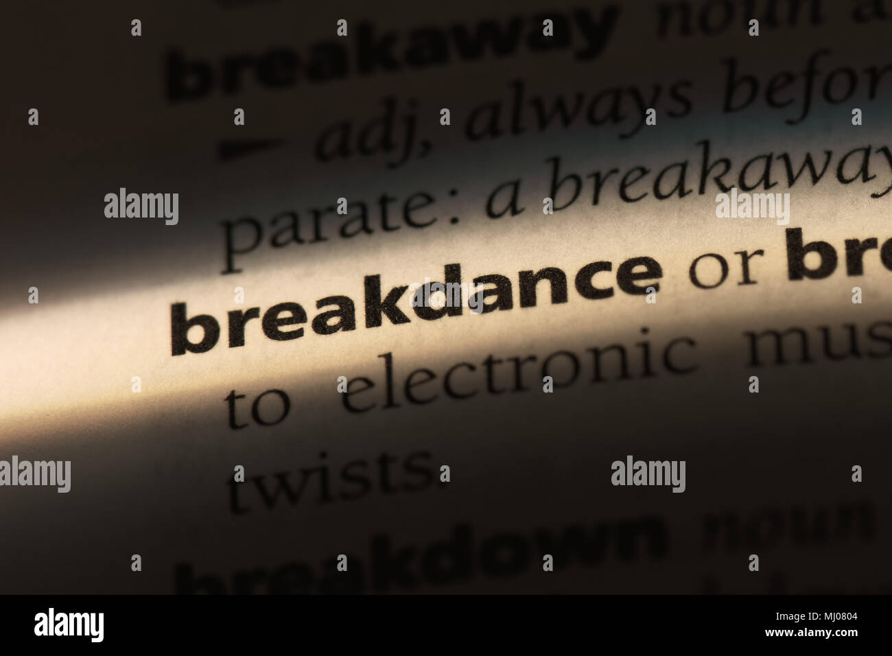 breakdance word in a dictionary. breakdance concept Stock Photo - Alamy
