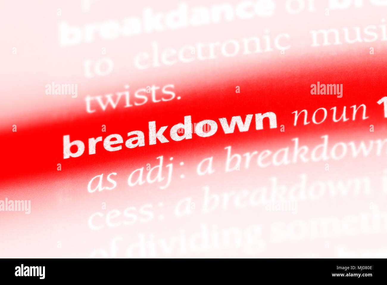 breakdown word in a dictionary. breakdown concept Stock Photo - Alamy