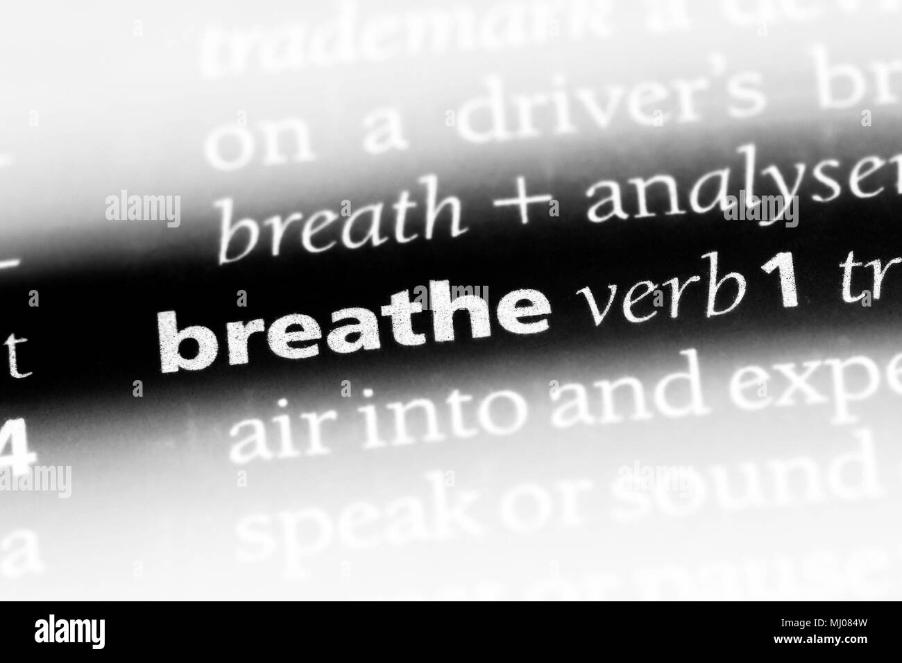 breathe word in a dictionary. breathe concept Stock Photo - Alamy