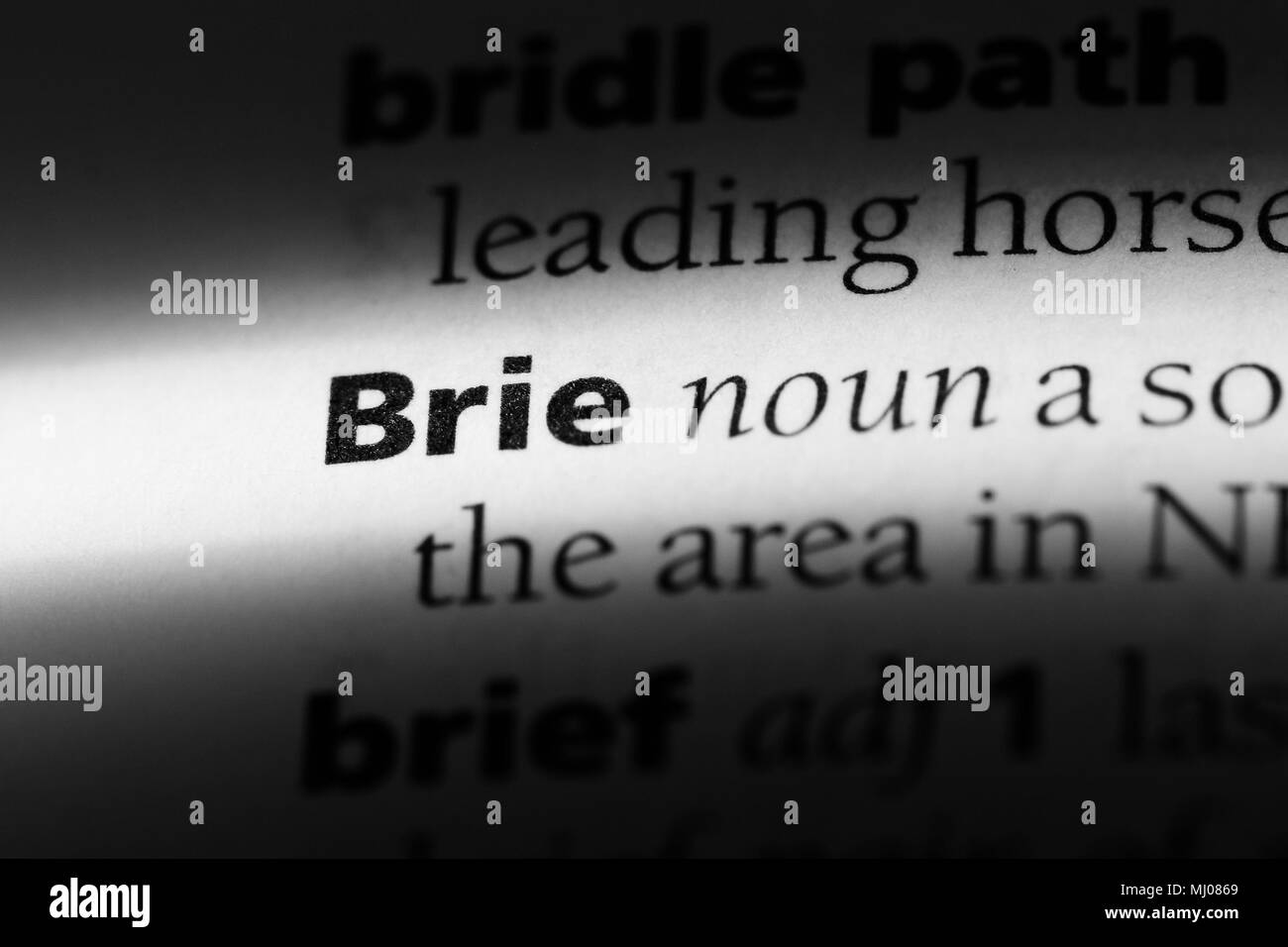 brie word in a dictionary. brie concept Stock Photo - Alamy