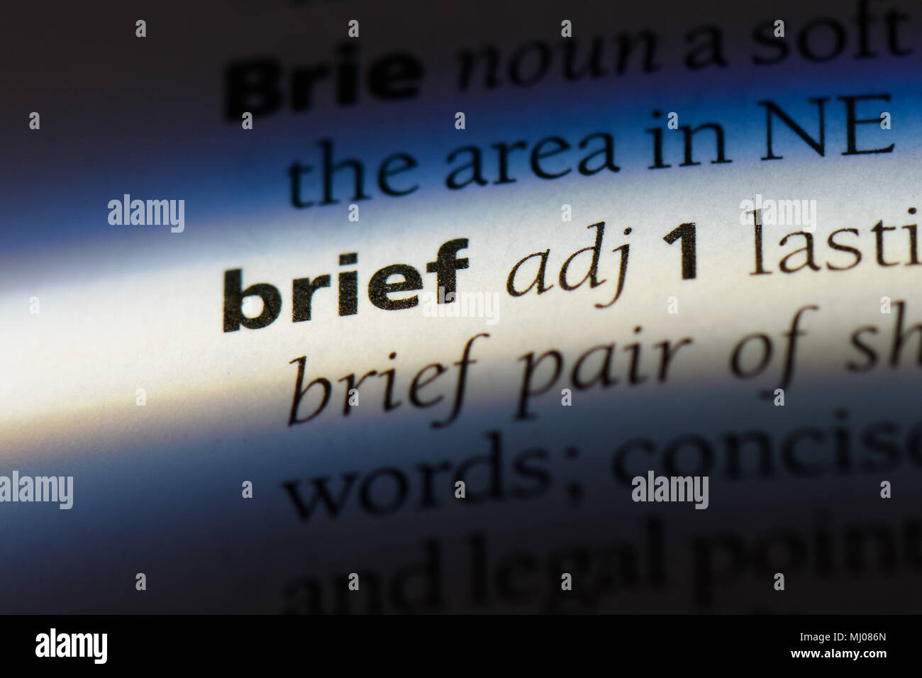 brief word in a dictionary. brief concept Stock Photo - Alamy