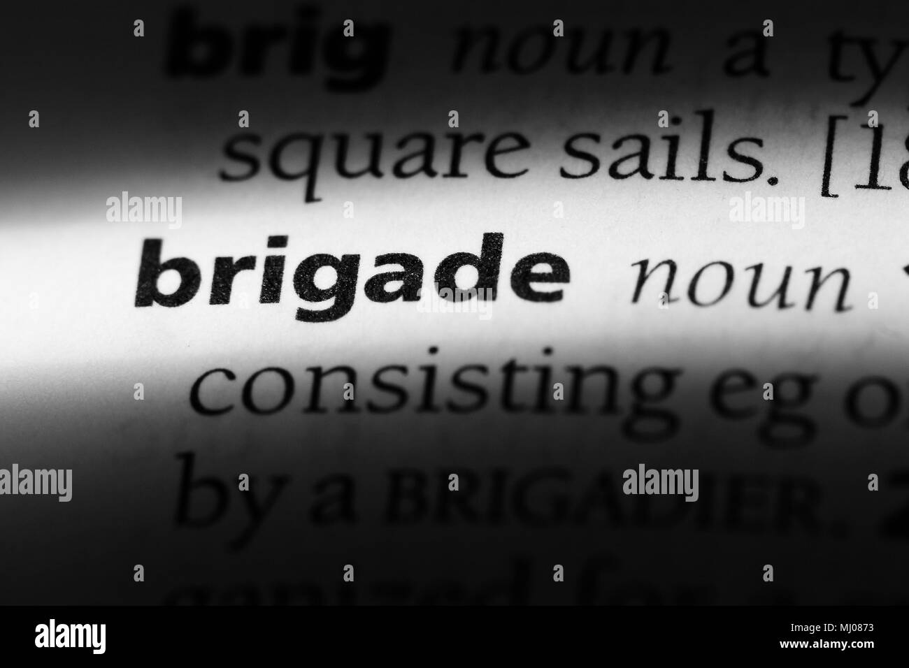brigade word in a dictionary. brigade concept Stock Photo - Alamy