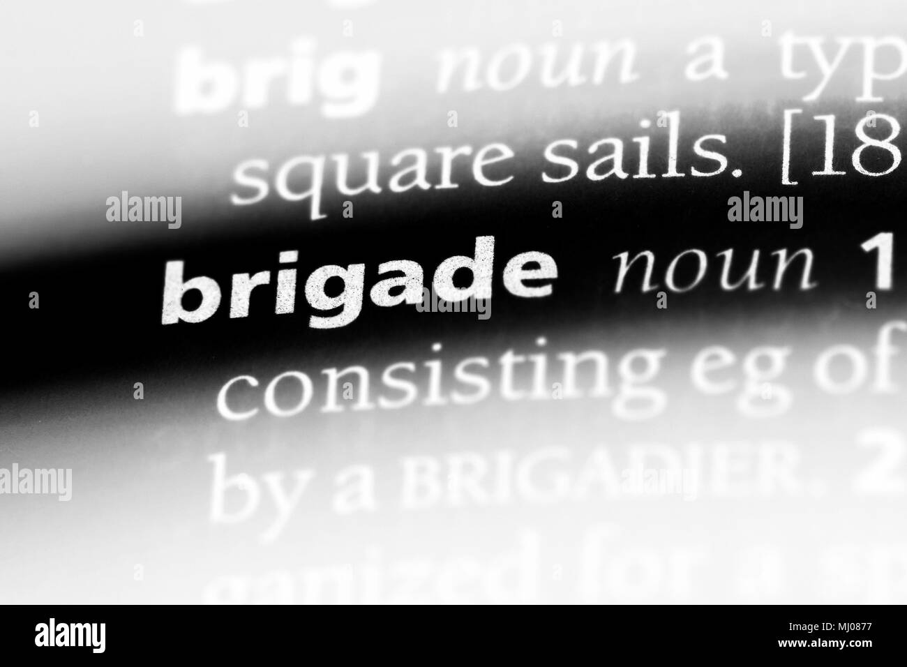 brigade word in a dictionary. brigade concept Stock Photo - Alamy