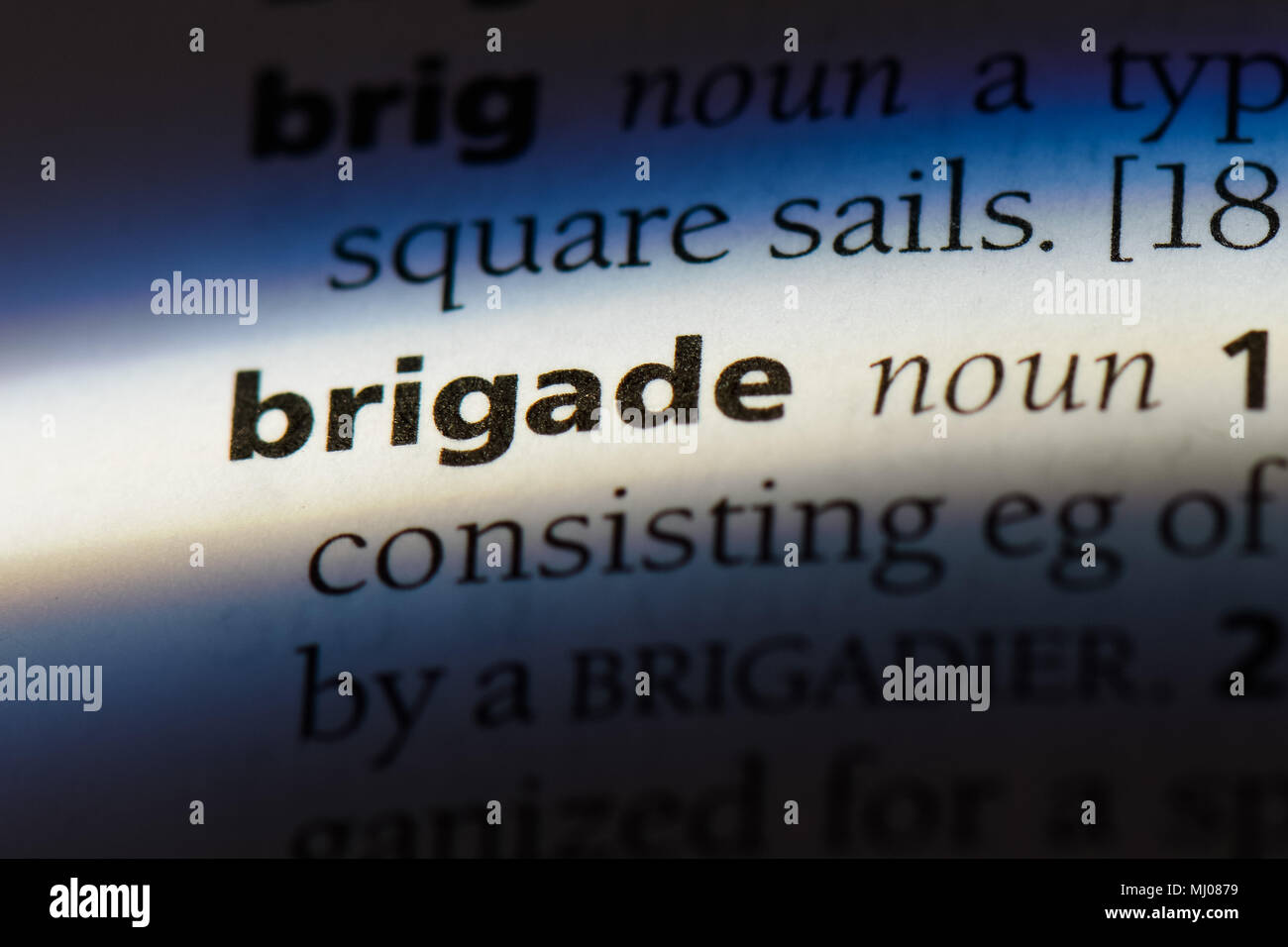 brigade word in a dictionary. brigade concept Stock Photo - Alamy