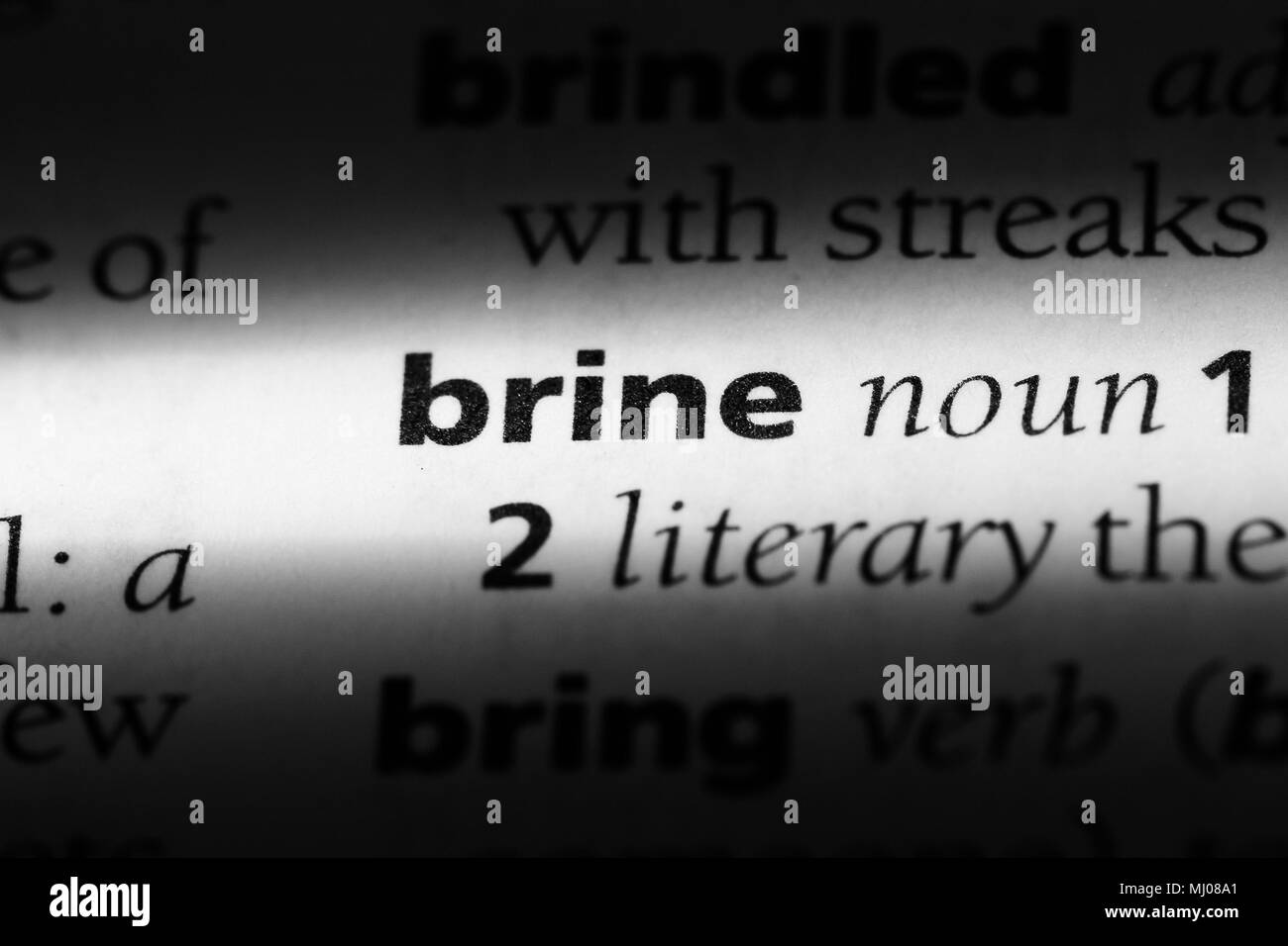 brine word in a dictionary. brine concept Stock Photo - Alamy
