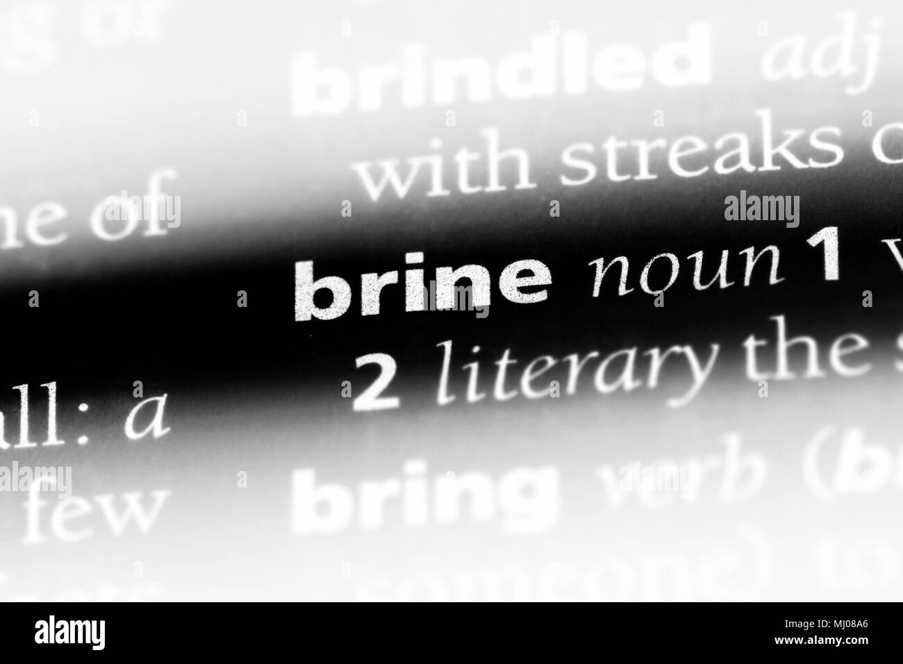 brine word in a dictionary. brine concept Stock Photo - Alamy