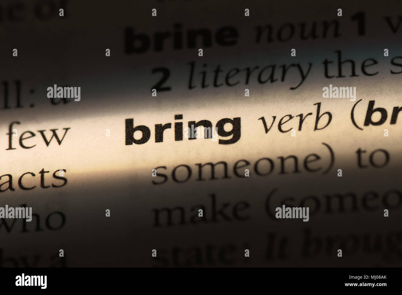 bring word in a dictionary. bring concept Stock Photo - Alamy