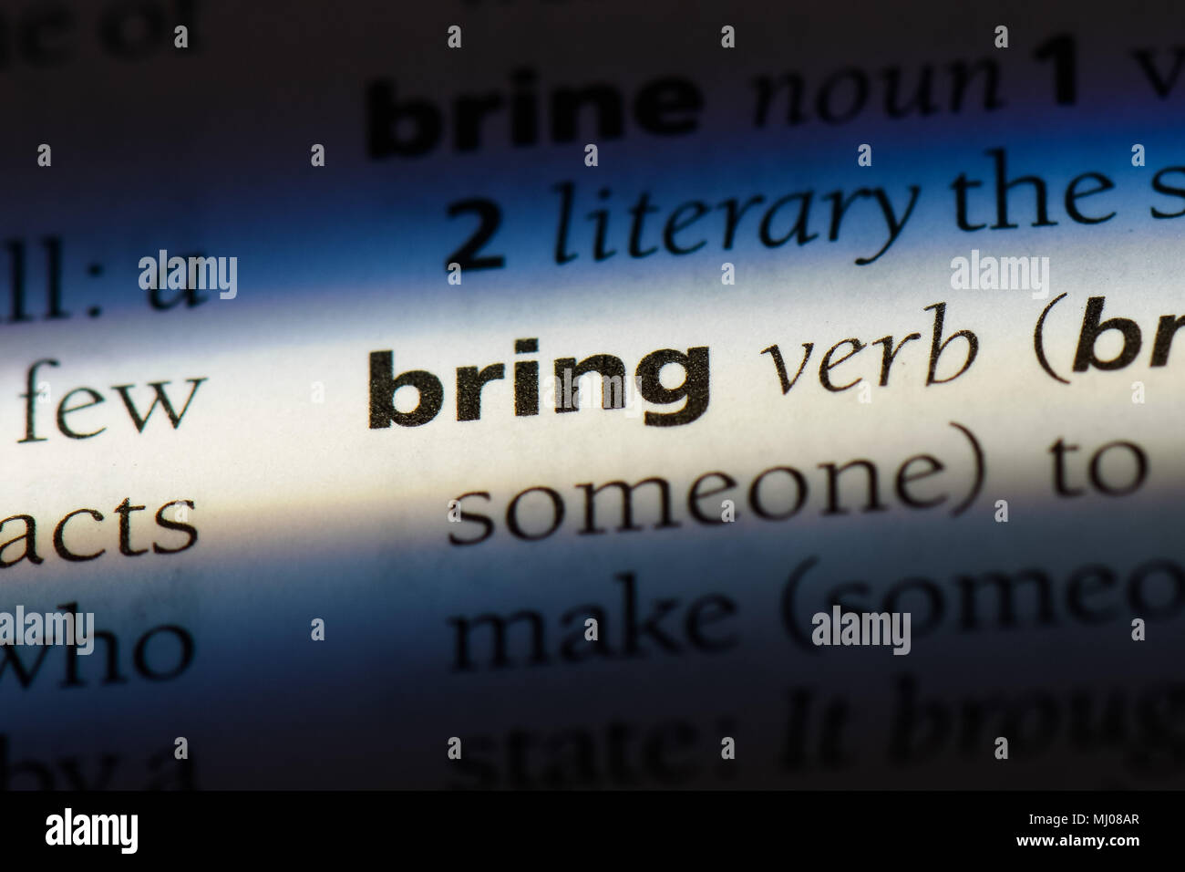 bring word in a dictionary. bring concept Stock Photo - Alamy
