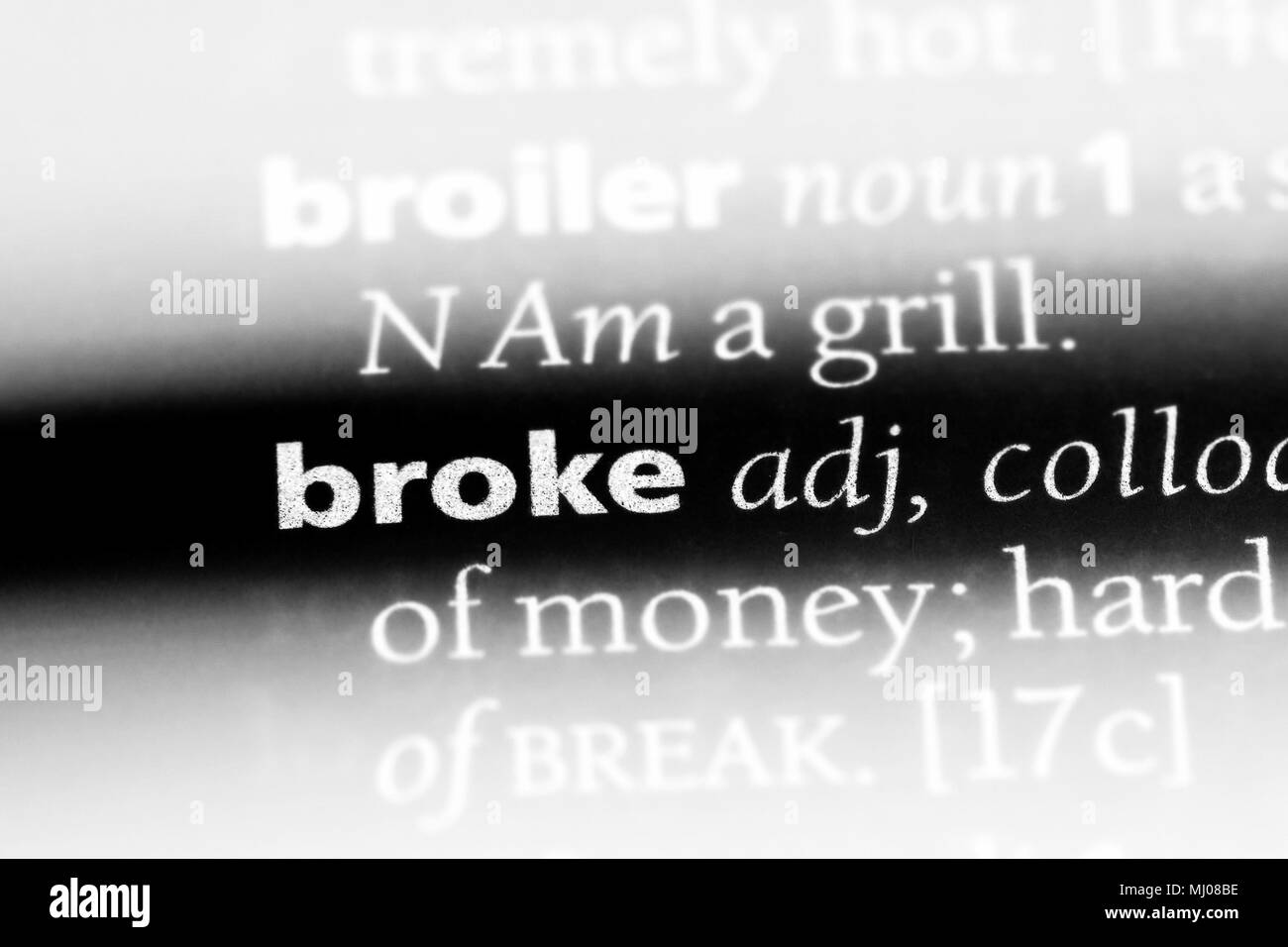 broke word in a dictionary. broke concept Stock Photo - Alamy