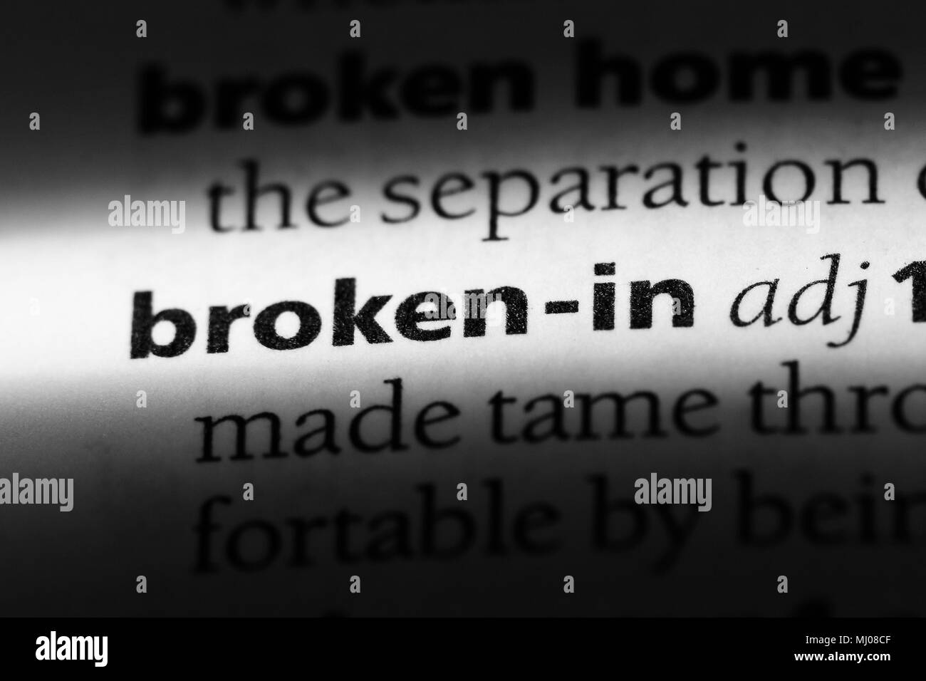 broken-in word in a dictionary. broken-in concept Stock Photo - Alamy