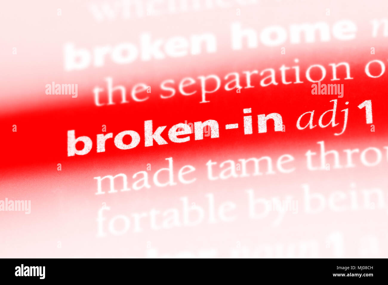 broken-in word in a dictionary. broken-in concept Stock Photo - Alamy