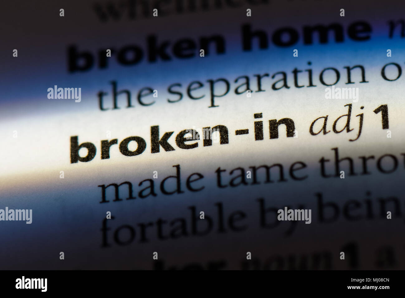 broken-in word in a dictionary. broken-in concept Stock Photo - Alamy