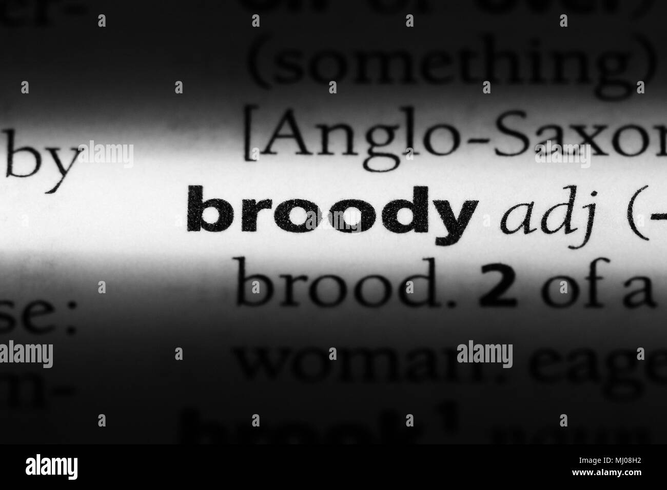 broody word in a dictionary. broody concept Stock Photo - Alamy