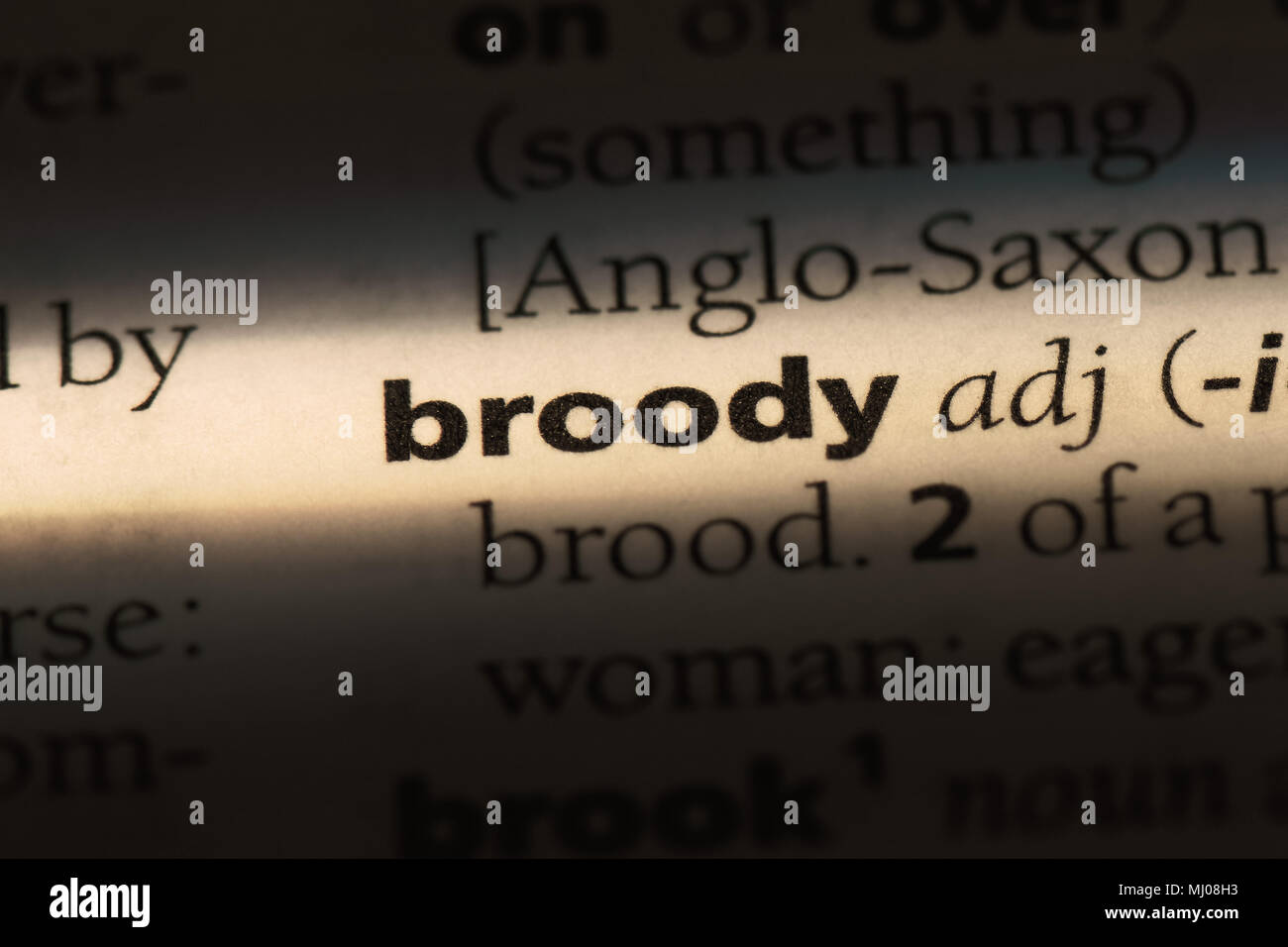 broody word in a dictionary. broody concept Stock Photo - Alamy