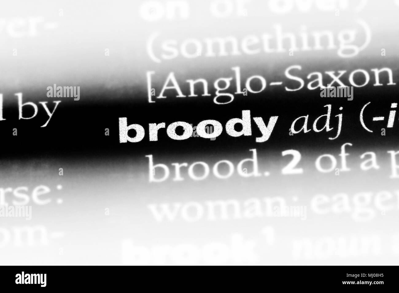 broody word in a dictionary. broody concept Stock Photo - Alamy